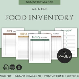 Food Inventory Tracker, Pantry Inventory, Kitchen Inventory, Fridge and ...