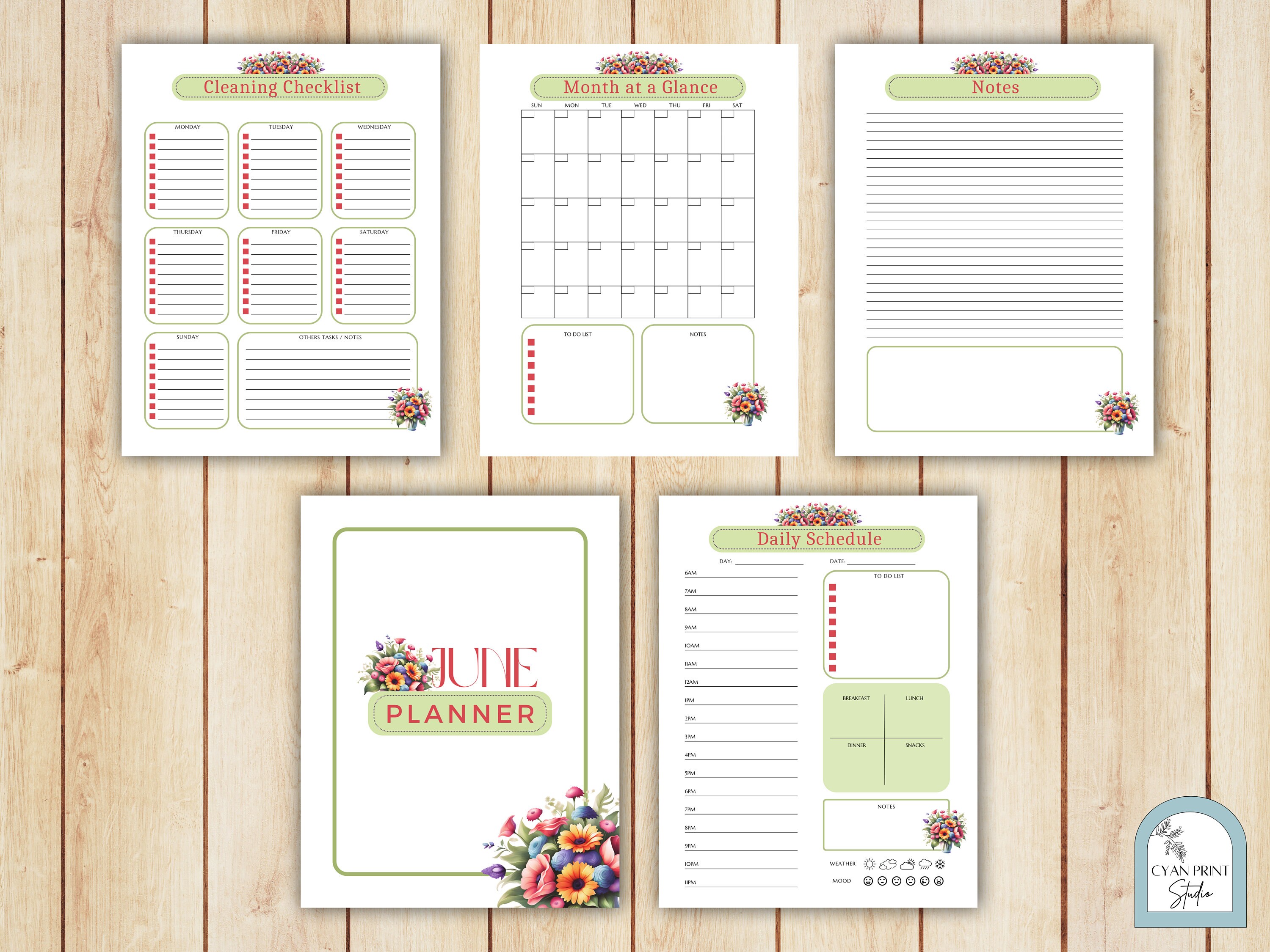 Printable June Planner, Monthly Planner, June Organizer, Daily Planner ...