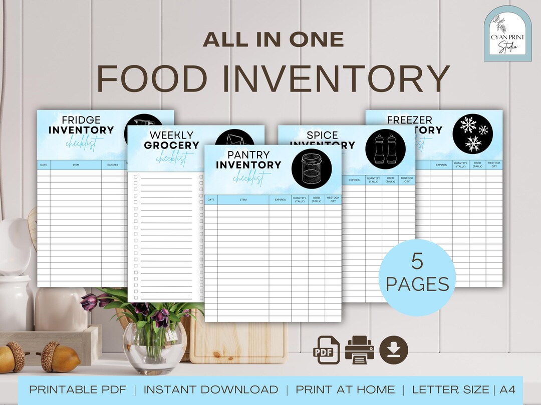 Food Inventory Tracker, Pantry Inventory, Kitchen Inventory, Fridge and ...