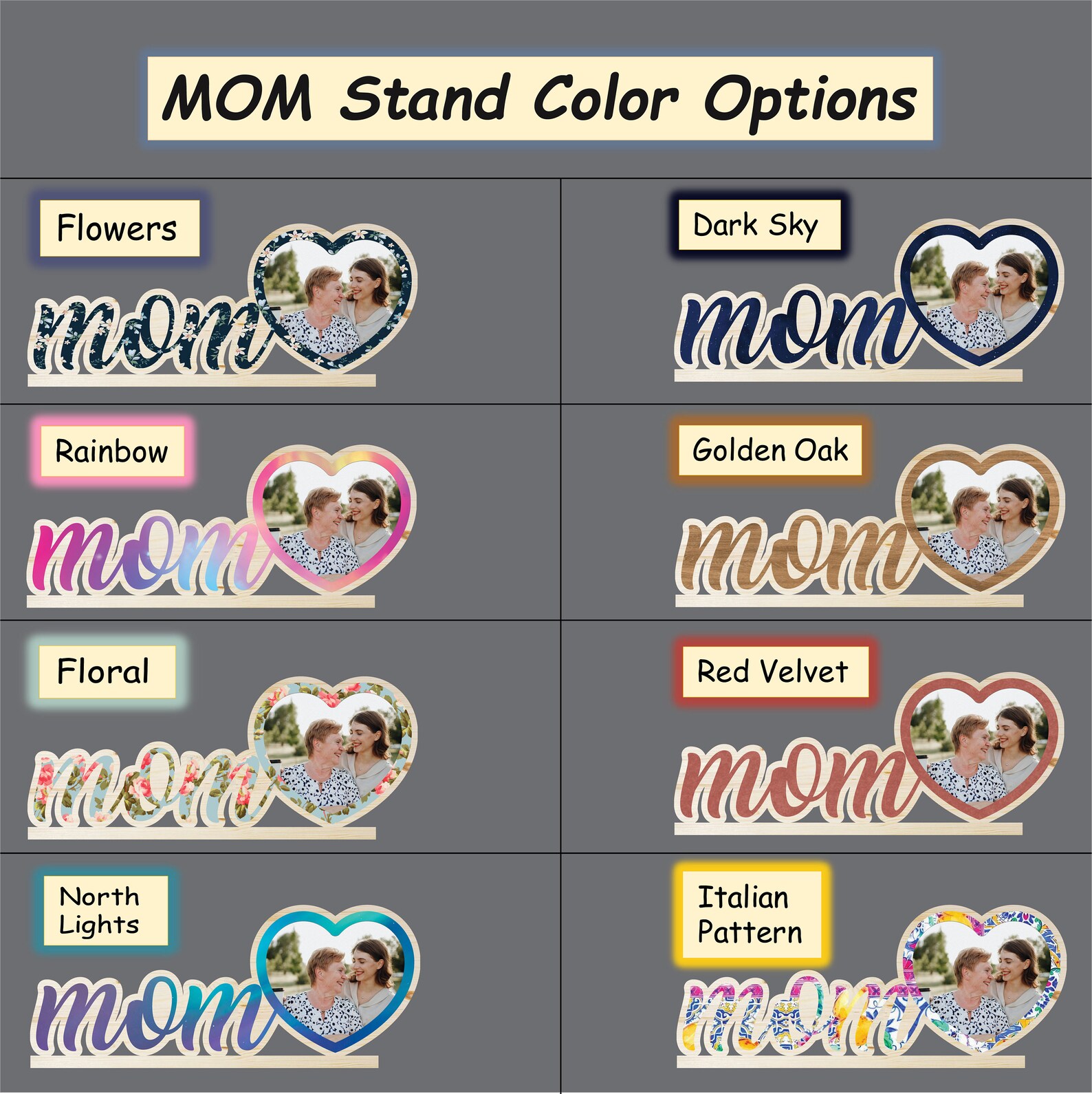 Mom Stand With Heart Shape Photo, Personalized Mom Picture Frame ...