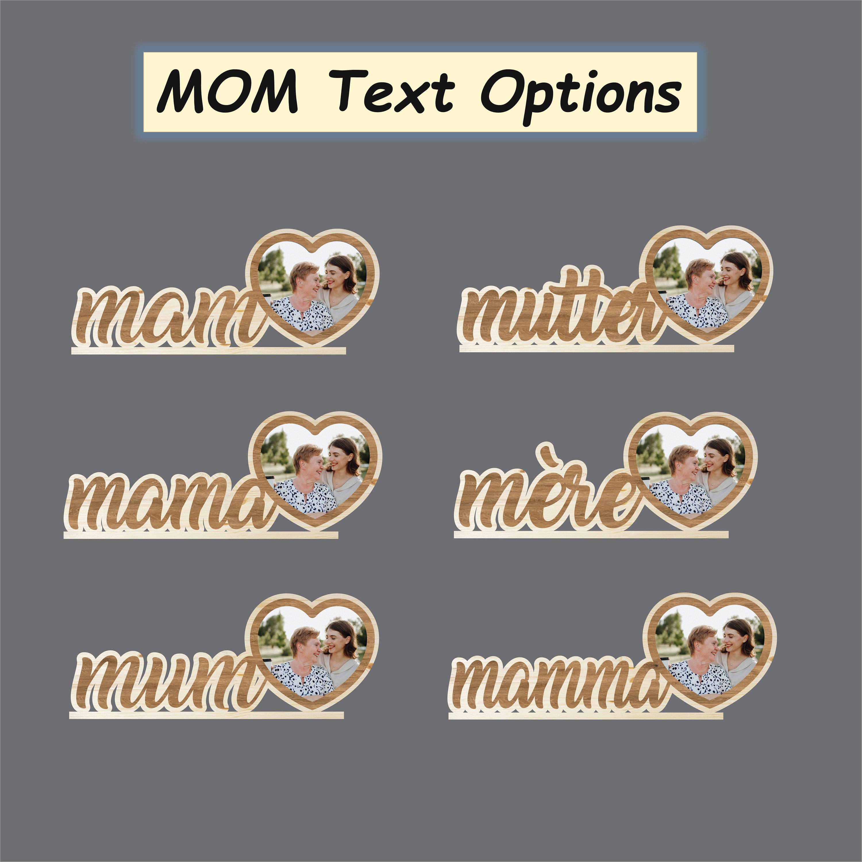 Mom Stand With Heart Shape Photo, Personalized Mom Picture Frame ...