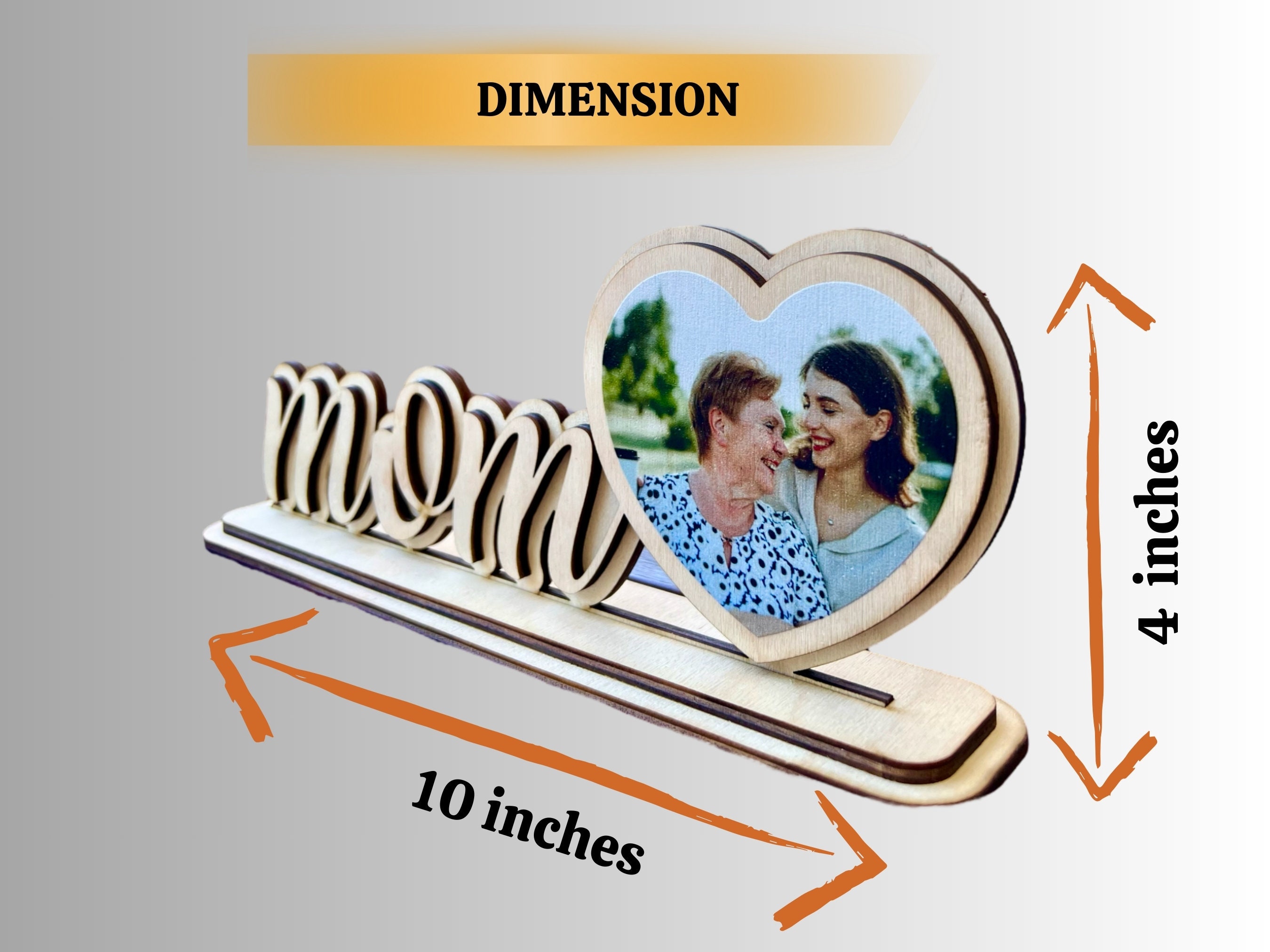 Mom Stand With Heart Shape Photo, Personalized Mom Picture Frame ...
