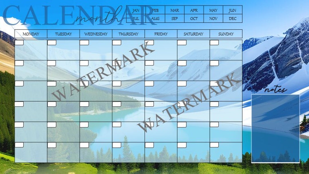 Blank Calendar. Digital Download With Simple, Beautiful and Peaceful ...