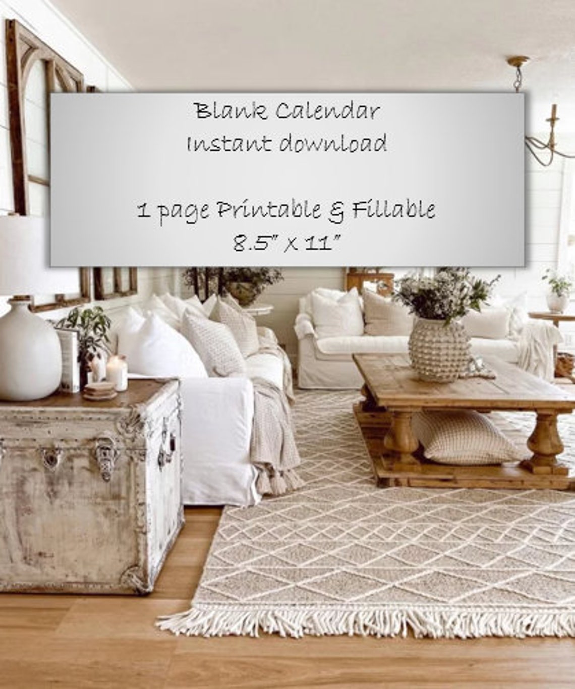 Blank Calendar. Digital Download of Simple Beautiful Elegant Eucalyptus ...