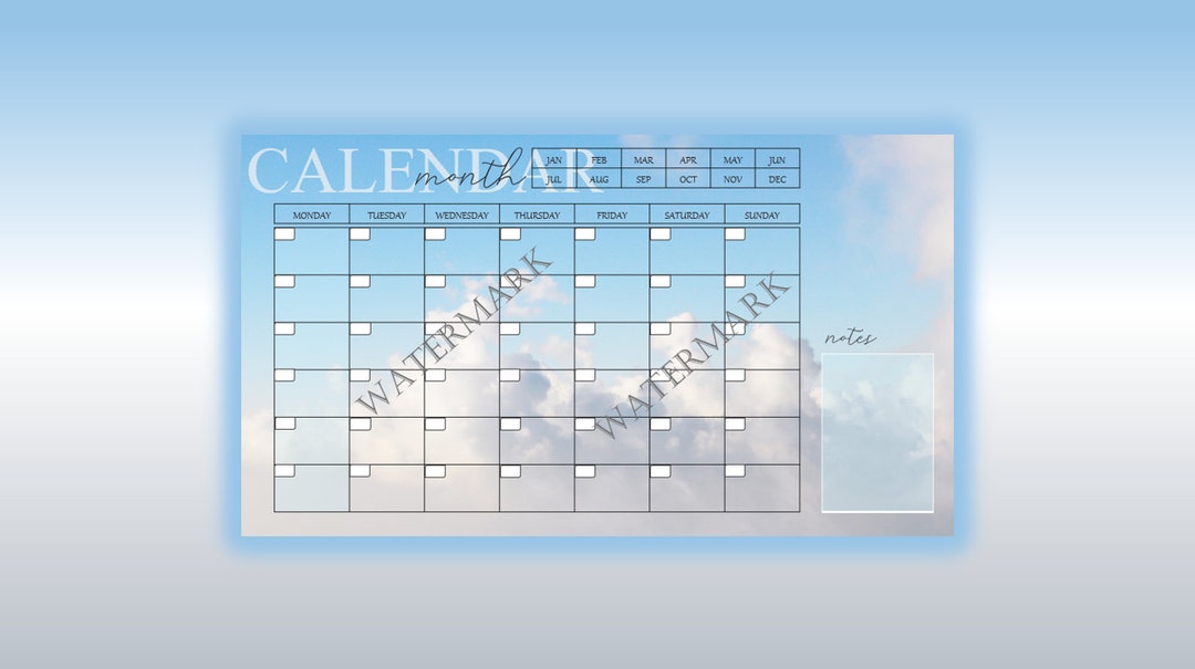 Blank Calendar. Digital Download With Simple, Beautiful and Peaceful ...