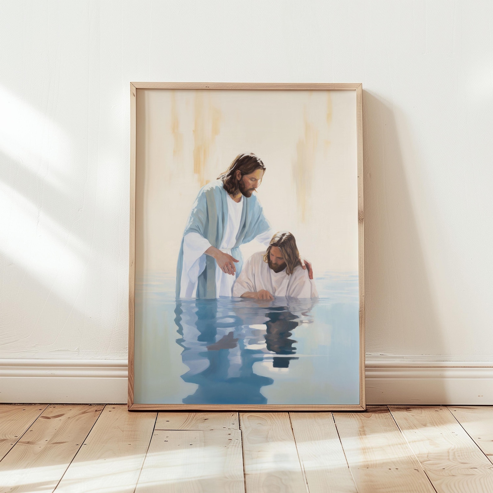 John the Baptist, Jesus Baptized, Jesus in Water Watercolor, Jesus Face ...