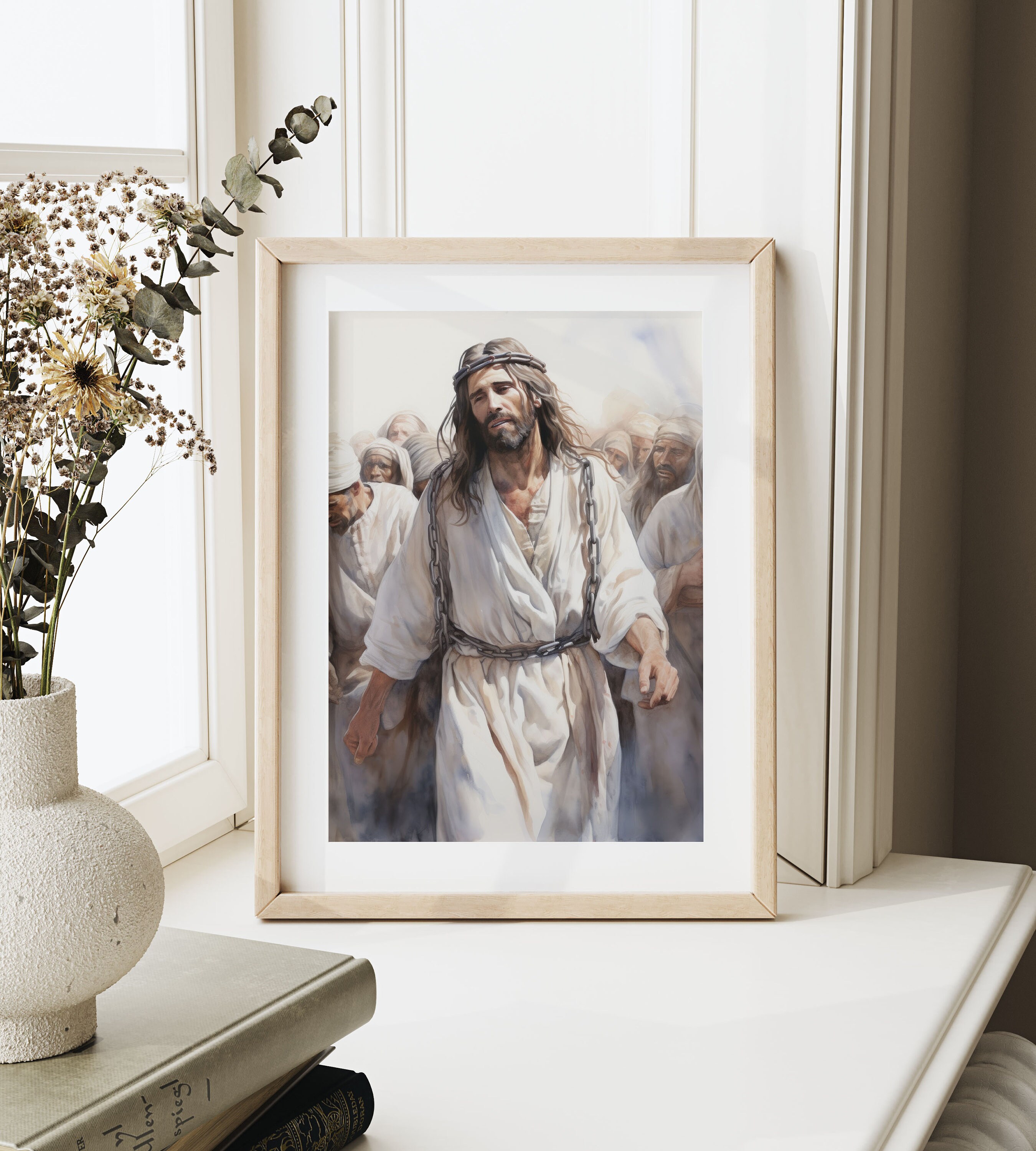Jesus Crucifixion Painting, Jesus in Chains, Bible Stories, Pastoral ...