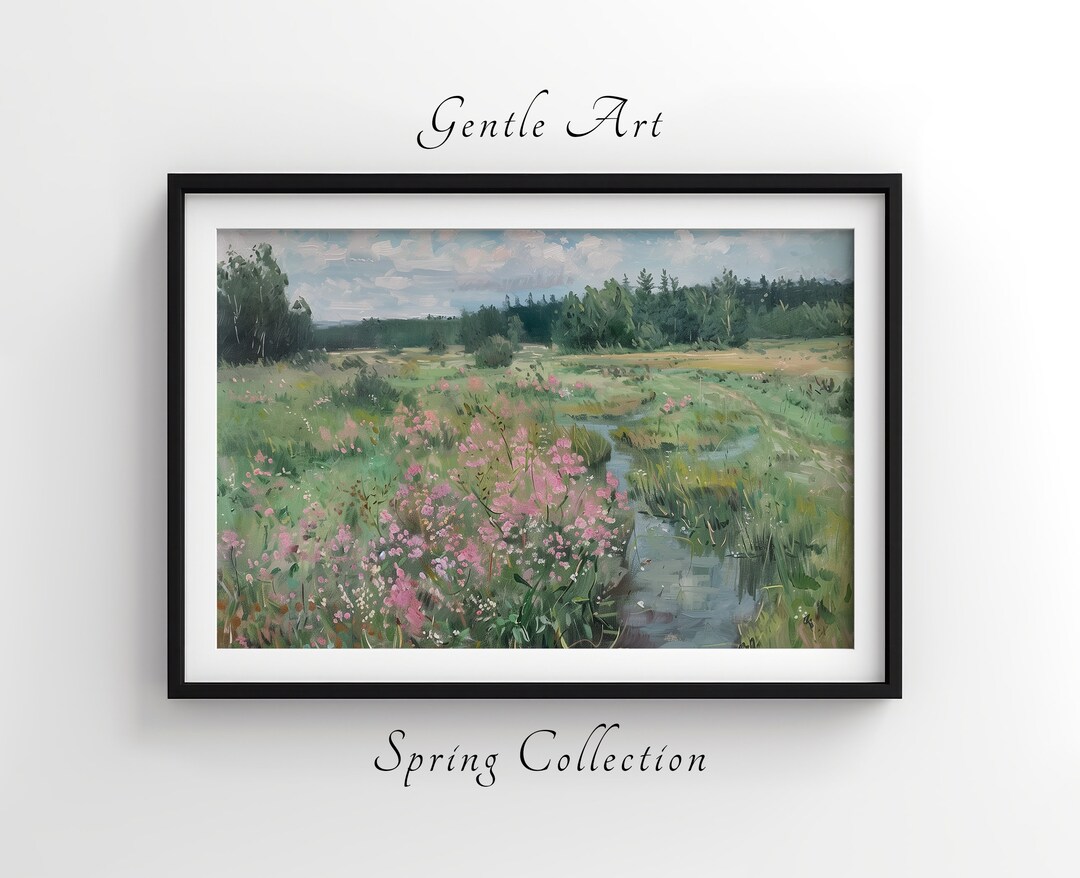 Vintage Spring Landscape Paint, Landscape Printable Wall Art, Antique ...