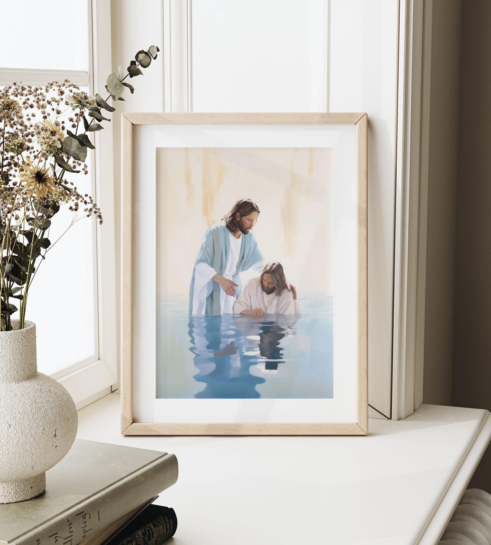 John the Baptist, Jesus Baptized, Jesus in Water Watercolor, Jesus Face ...
