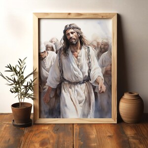 Jesus Crucifixion Painting, Jesus in Chains, Bible Stories, Pastoral ...