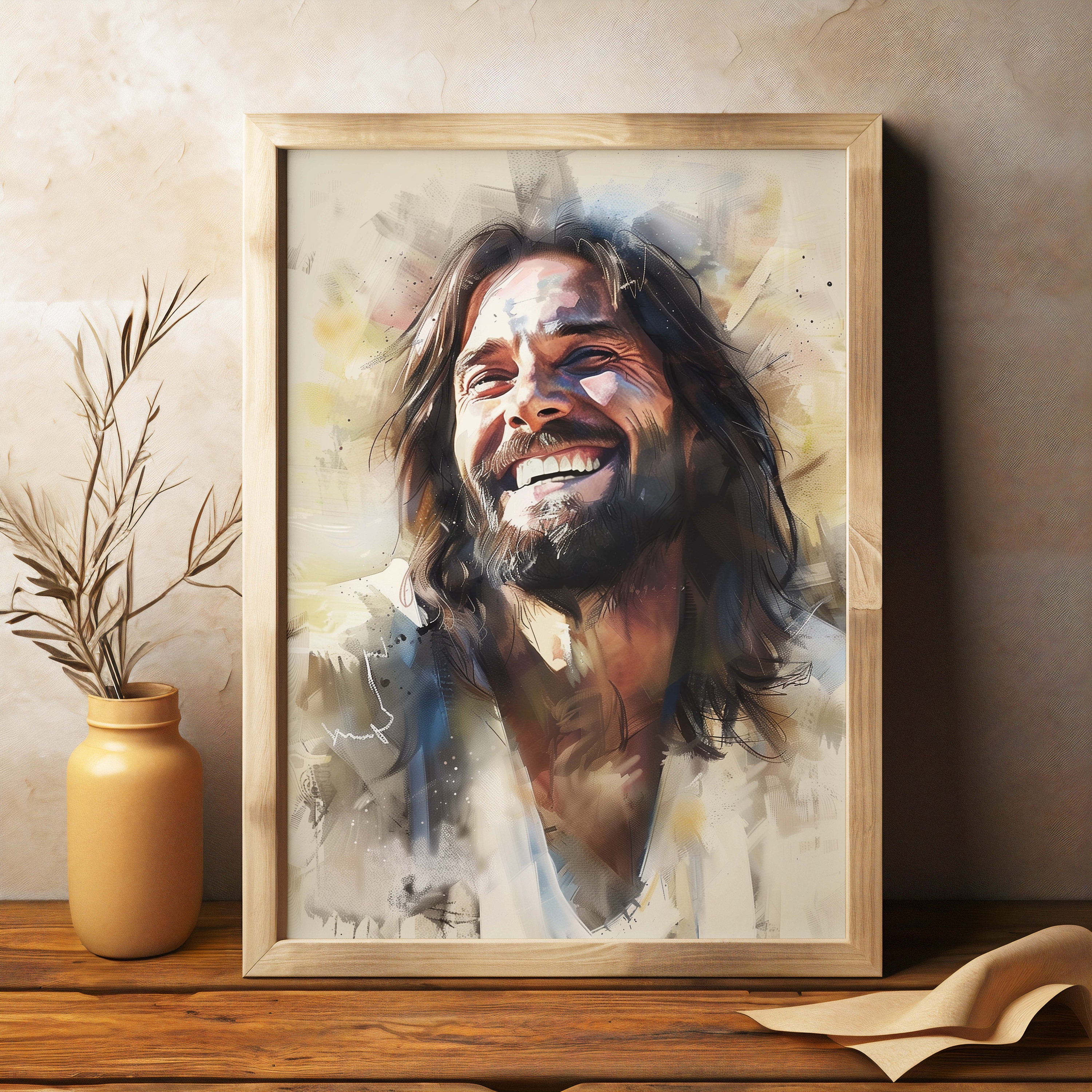 Laughing Christ, Jesus Portrait, Jesus Painting, Jesus Art, Jesus Wall ...