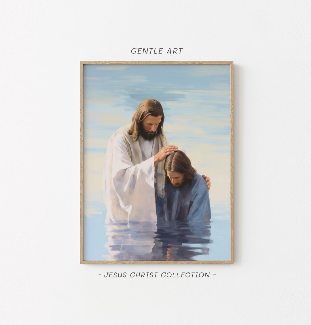 Jesus is Being Baptized, Watercolor Jesus Painting, Jesus Canvas, Jesus ...