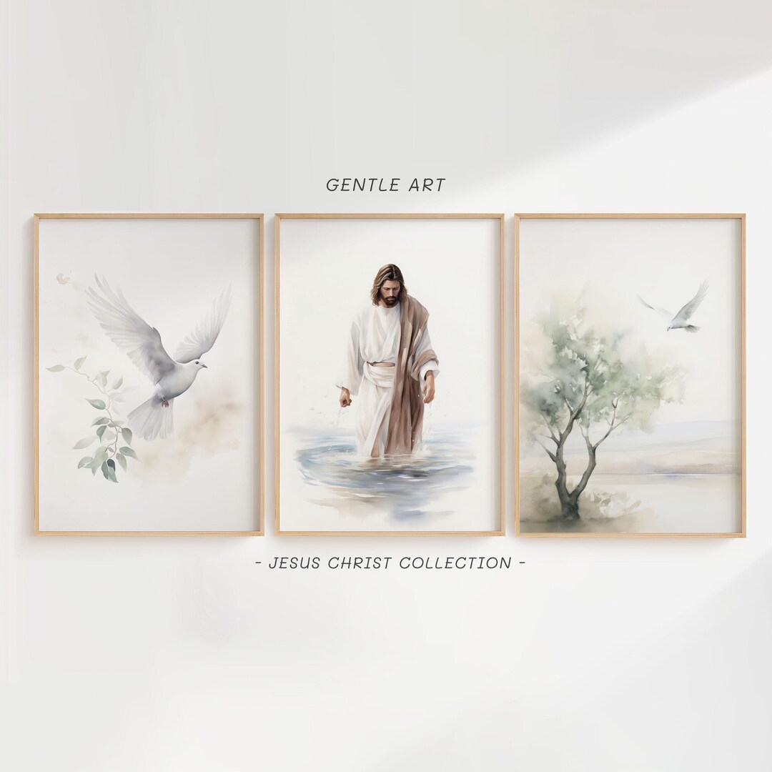 Jesus Christ Collection, Set of 3, Christian Dove Art, Holy Spirit ...