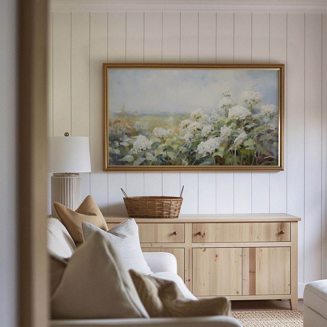 Vintage Hydrangea Painting Art for TV, Wildflower Field Art Tv, Summer ...