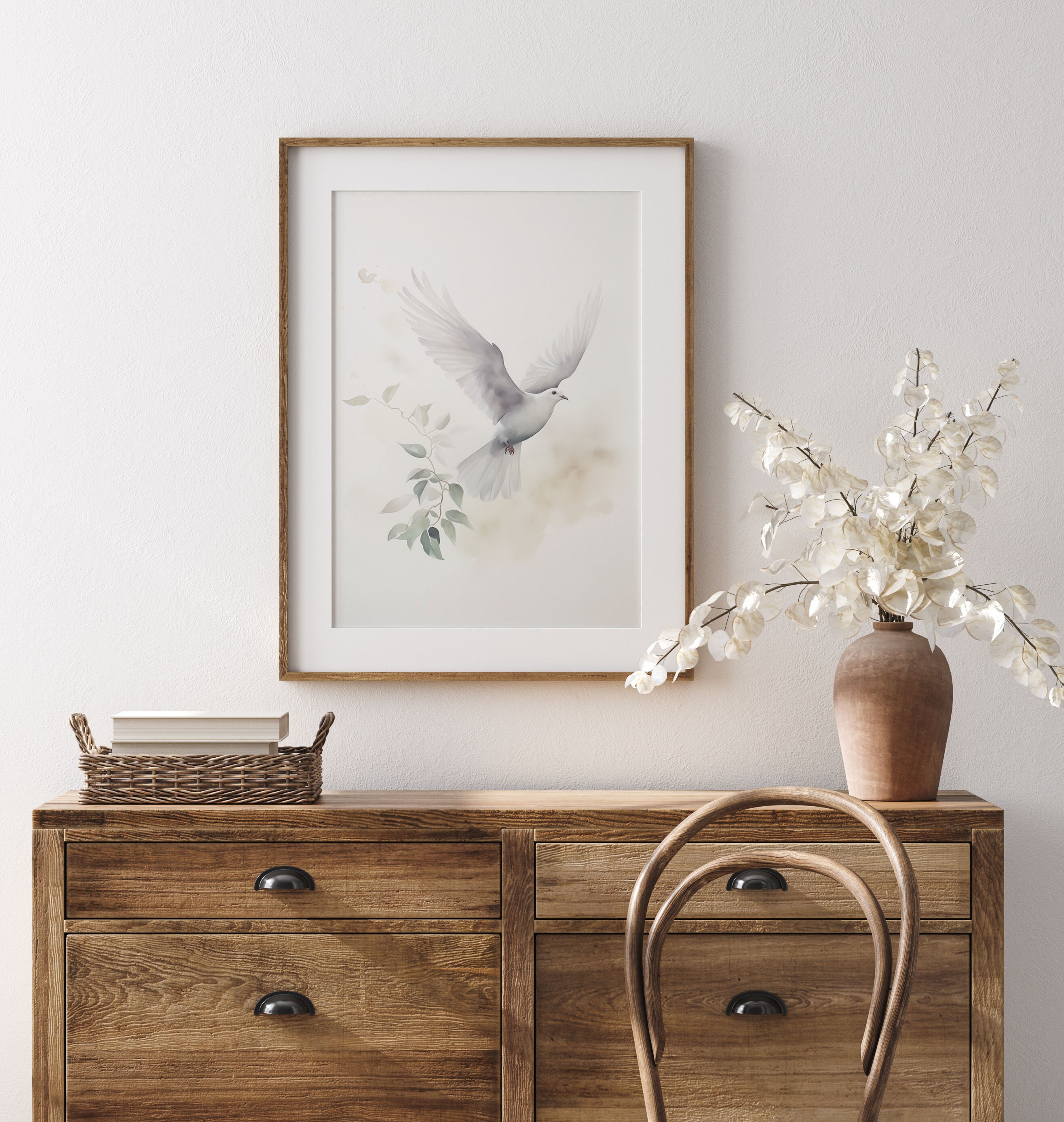 Christian Dove Art, Dove and Olive Branch, Bible Wall Art, Holy Spirit ...