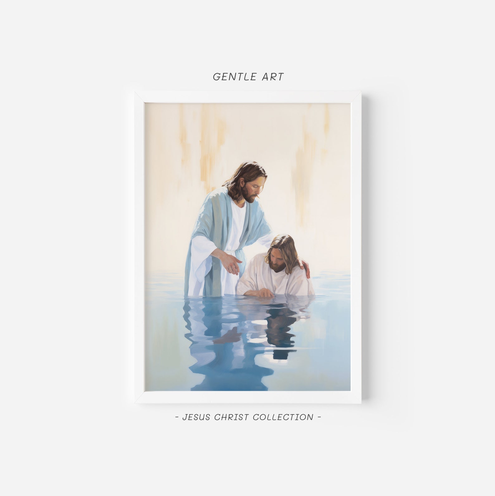 John the Baptist, Jesus Baptized, Jesus in Water Watercolor, Jesus Face ...