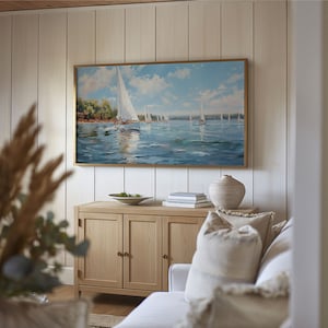 Nautical Ocean Summer, Sailboat Samsung Frame TV, Coastal Sailboat ...