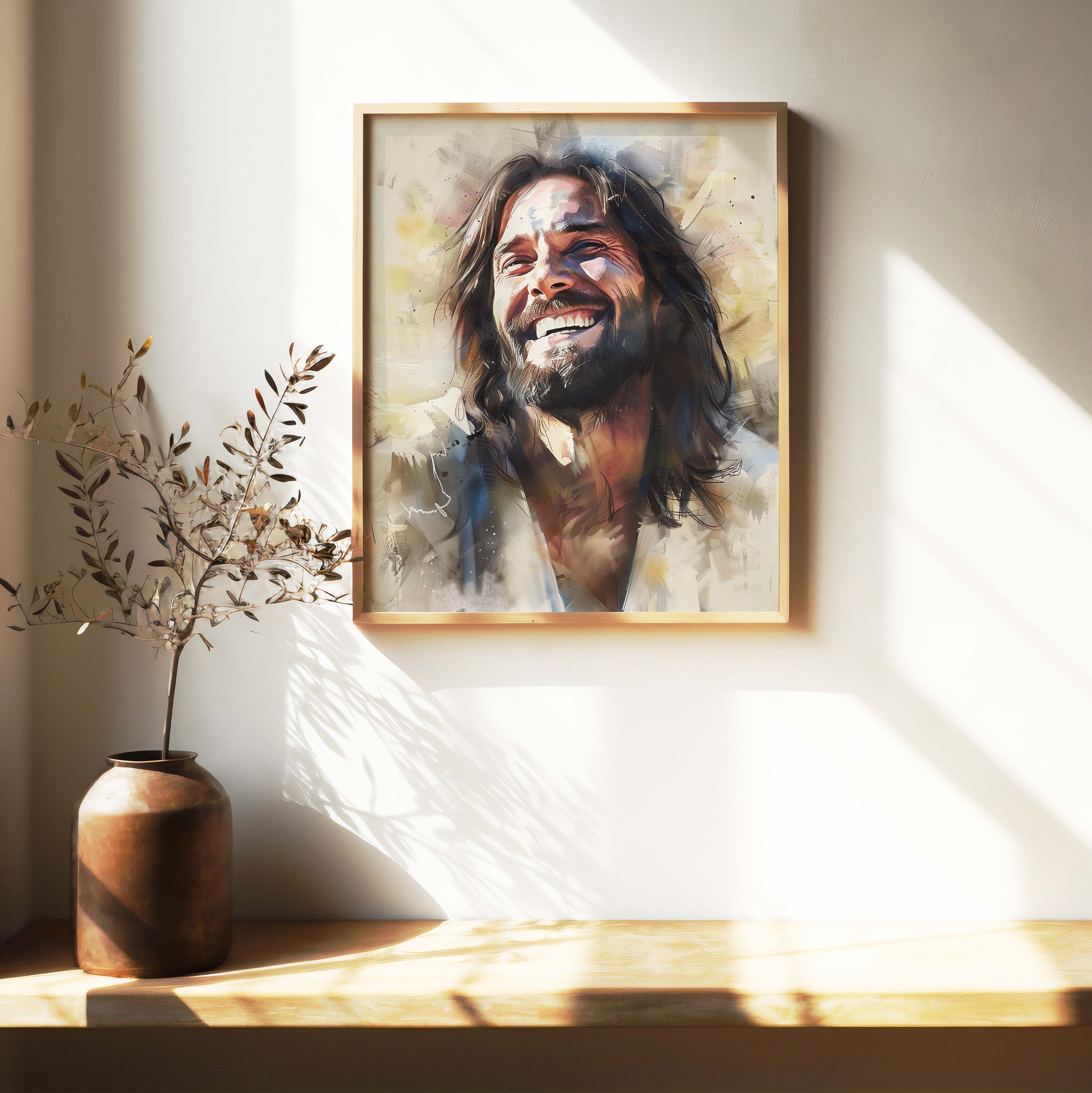 Laughing Christ, Jesus Portrait, Jesus Painting, Jesus Art, Jesus Wall ...