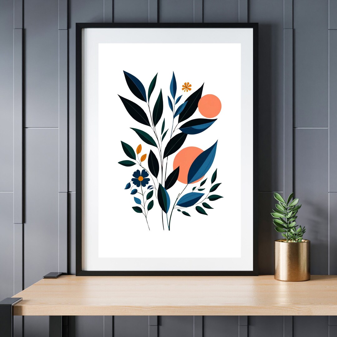 Boho Chic Floral Line Drawing, Botanical Illustration, Bohemian Chic ...