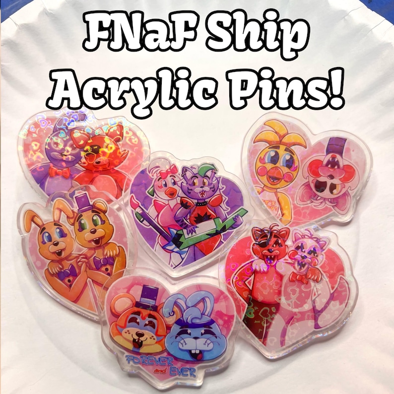 Five Nights at Freddy's Fnaf Ship Holographic Heart Acrylic Pins - Etsy