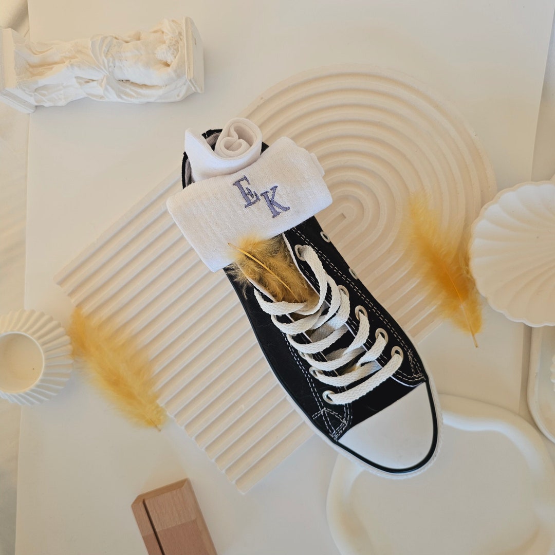 Personalised Letter Custom Custom Letter Wedding Socks, Unisex Letter ...