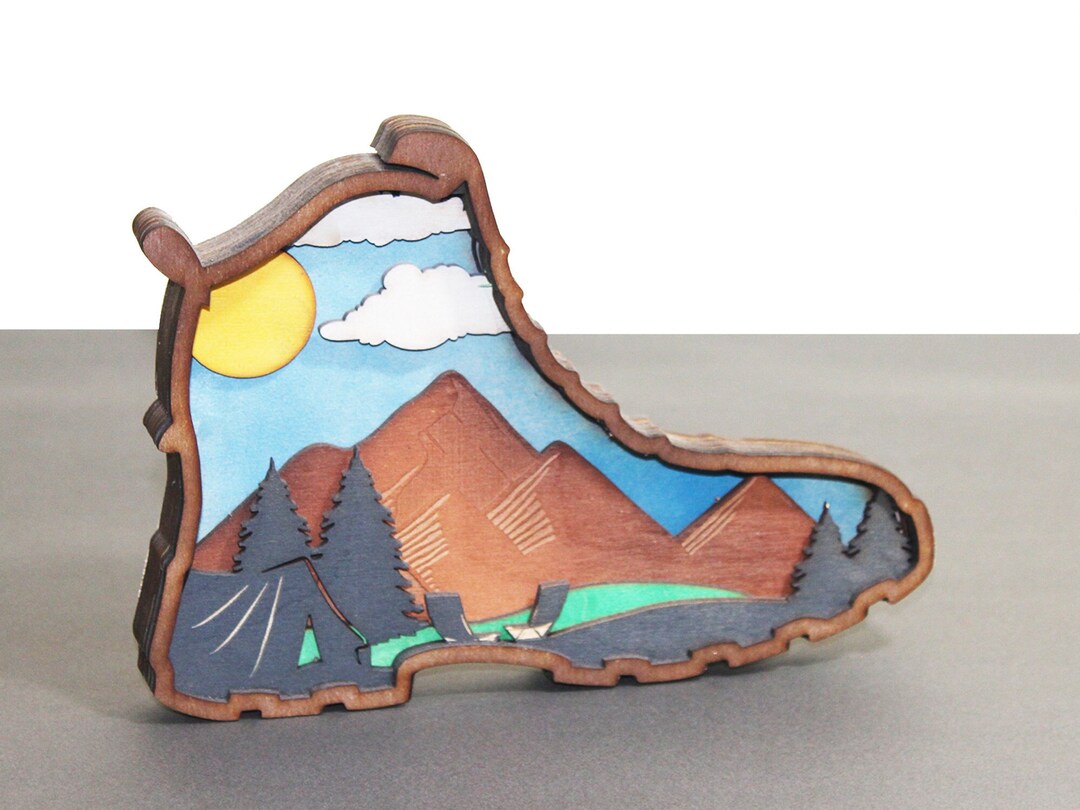 Mountain Shoes SVG, Laser Cut Files, Layered Boots SVG, Mountain SVG ...