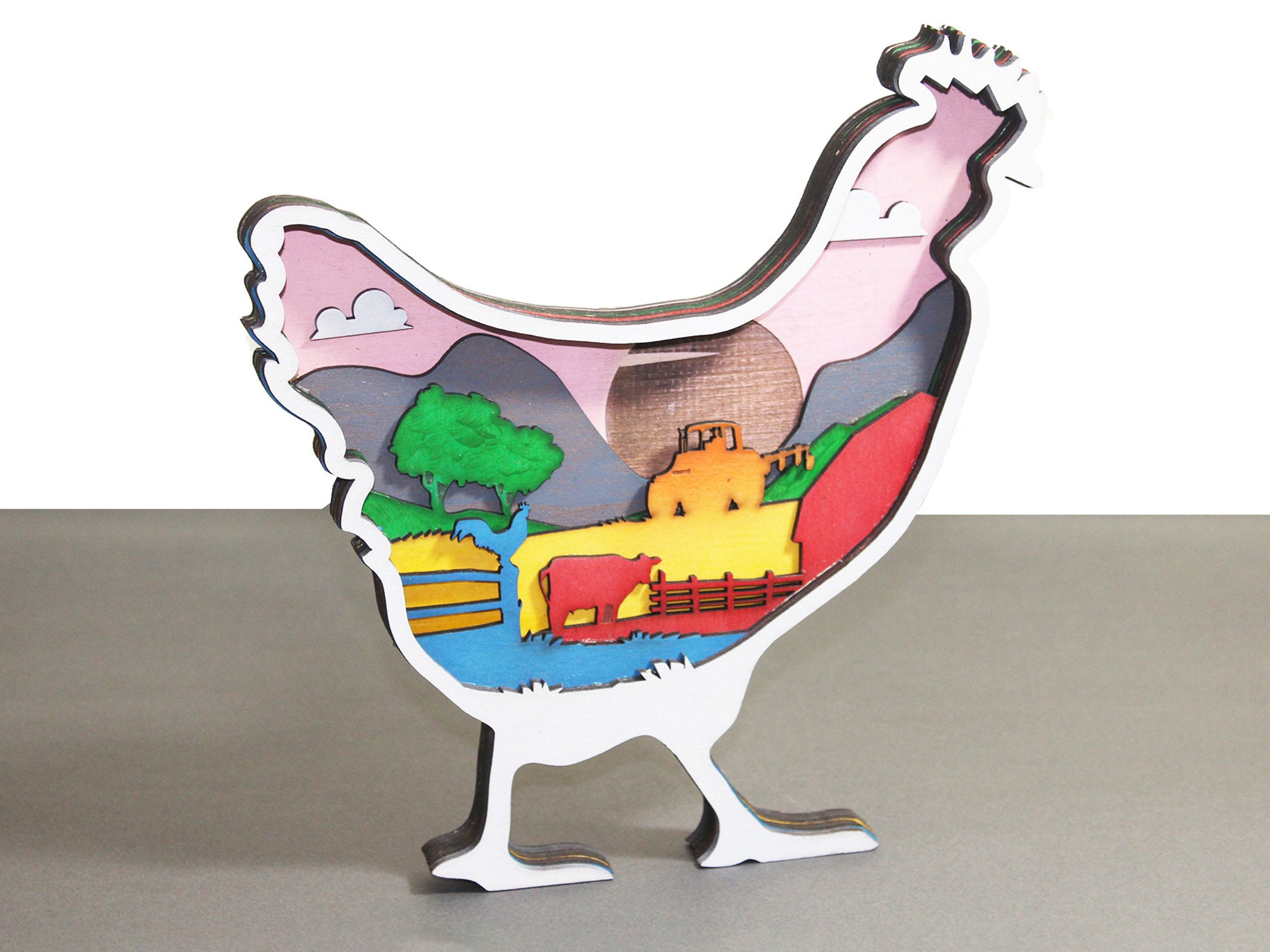 Chicken SVG, Laser Cut Files, Layered File for Glowforge, 3D Effect ...