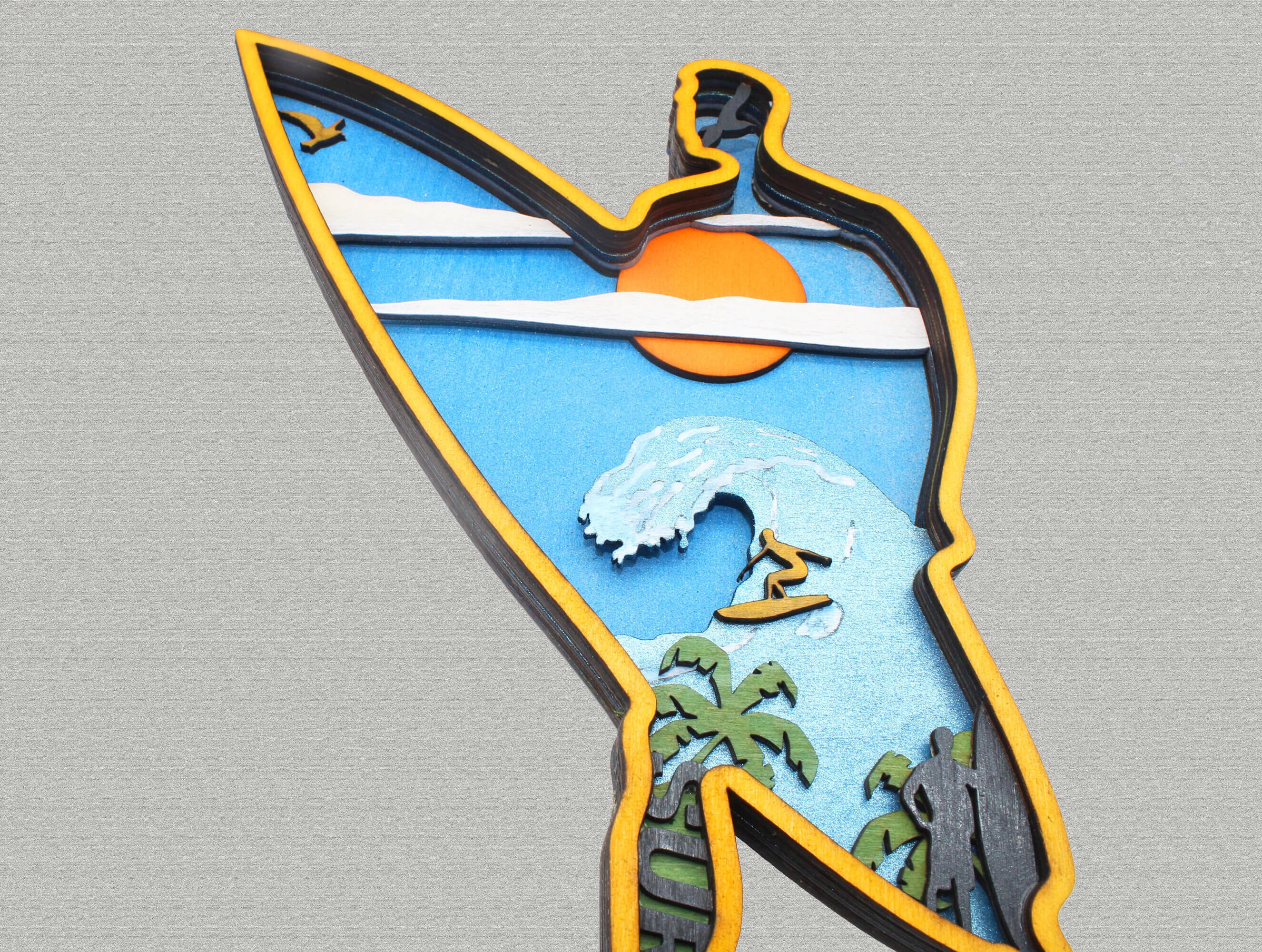 Surfer SVG, Laser Cut File, Surfing SVG for Glowforge, 3D Effect ...