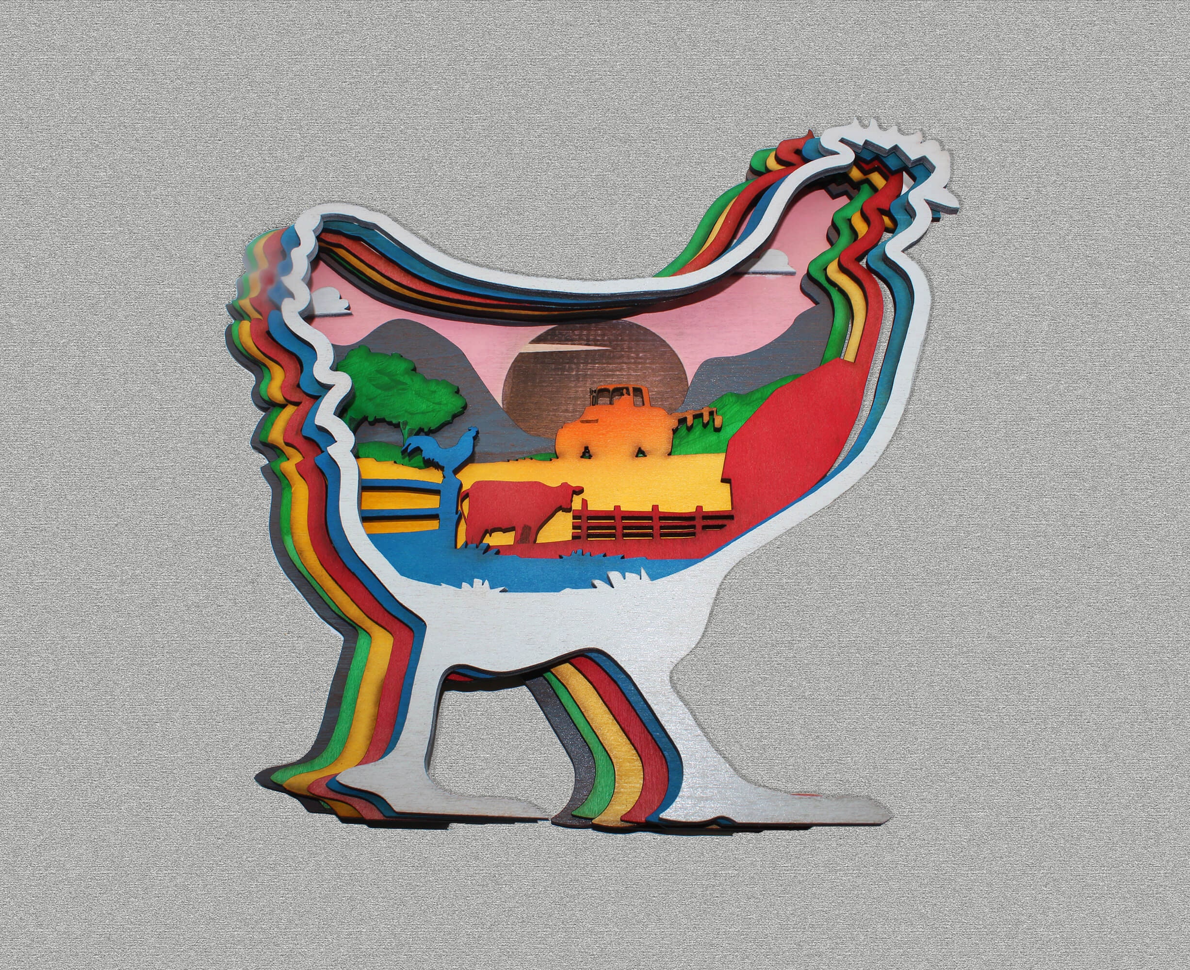 Chicken SVG, Laser Cut Files, Layered File for Glowforge, 3D Effect ...