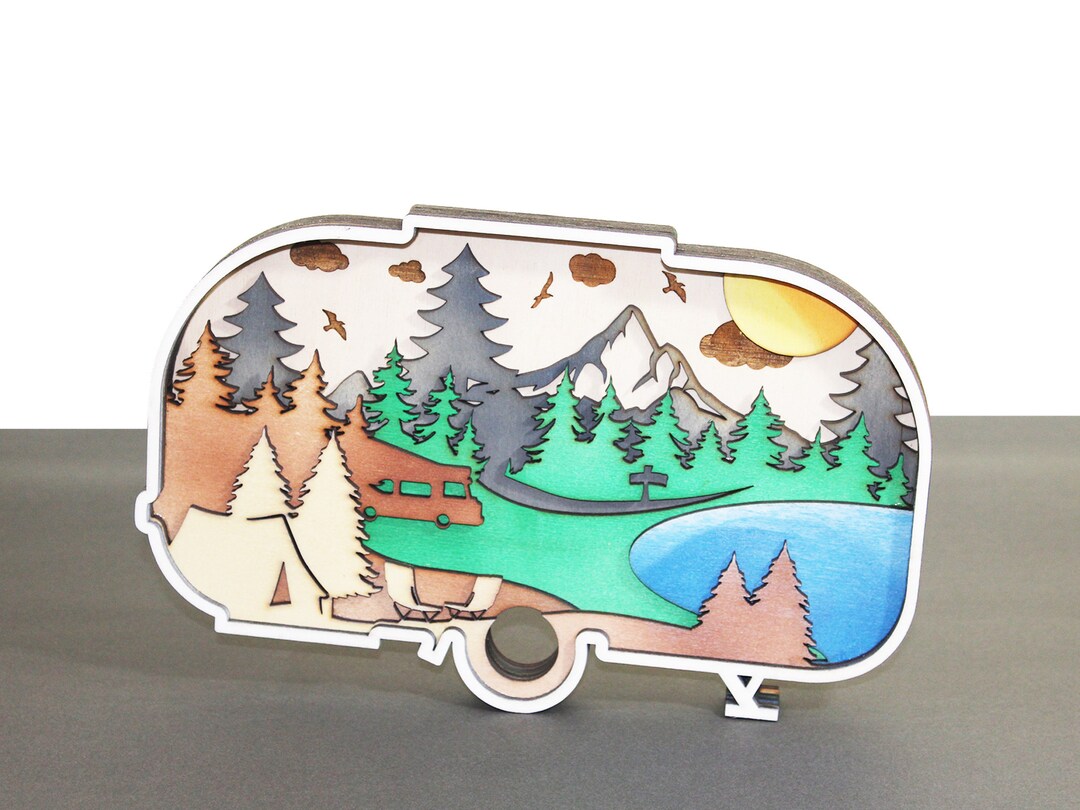 Camper SVG, Laser Cut File, Happy Camper for Glowforge, 3D Effect ...