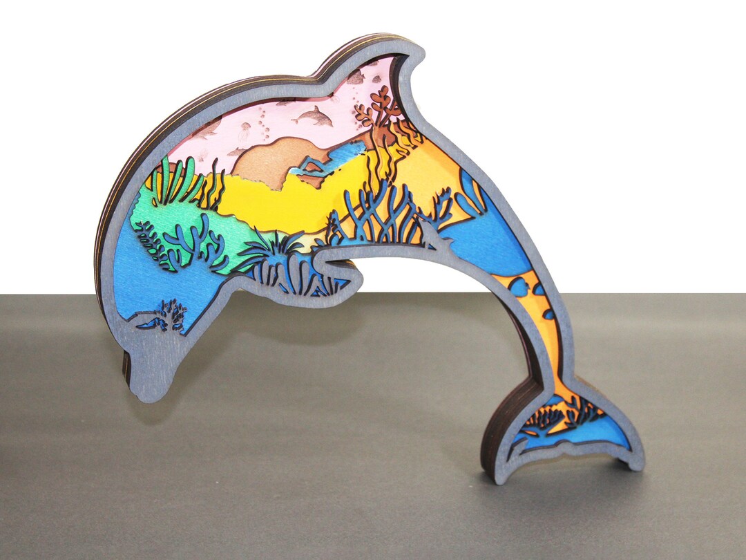 Dolphin SVG, Laser Cut Files, Layered File for Glowforge, 3D Effect ...