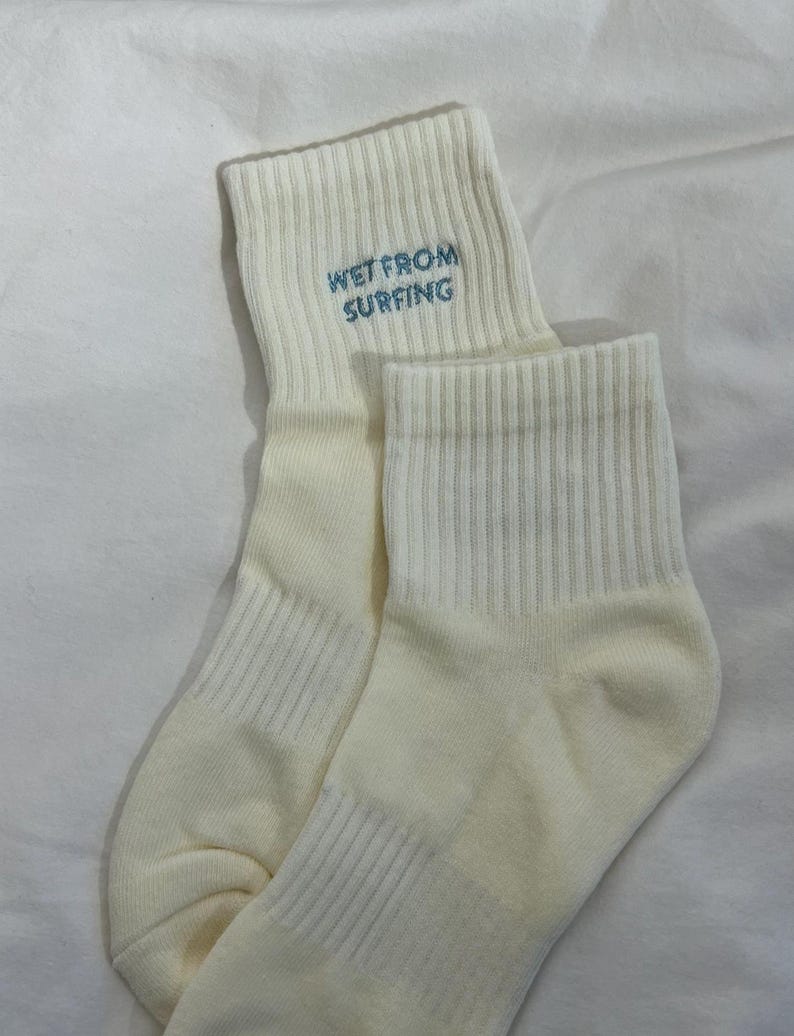 Wet From Surfing | Surf Socks | Surf Lover | off White Cushy Cotton ...