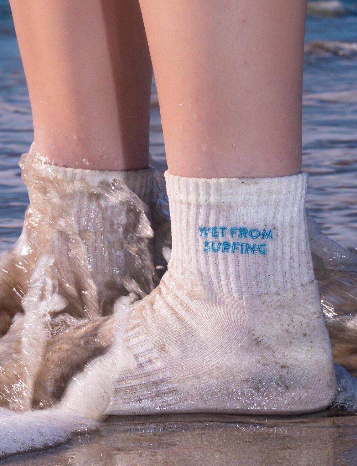 Wet From Surfing | Surf Socks | Surf Lover | off White Cushy Cotton ...