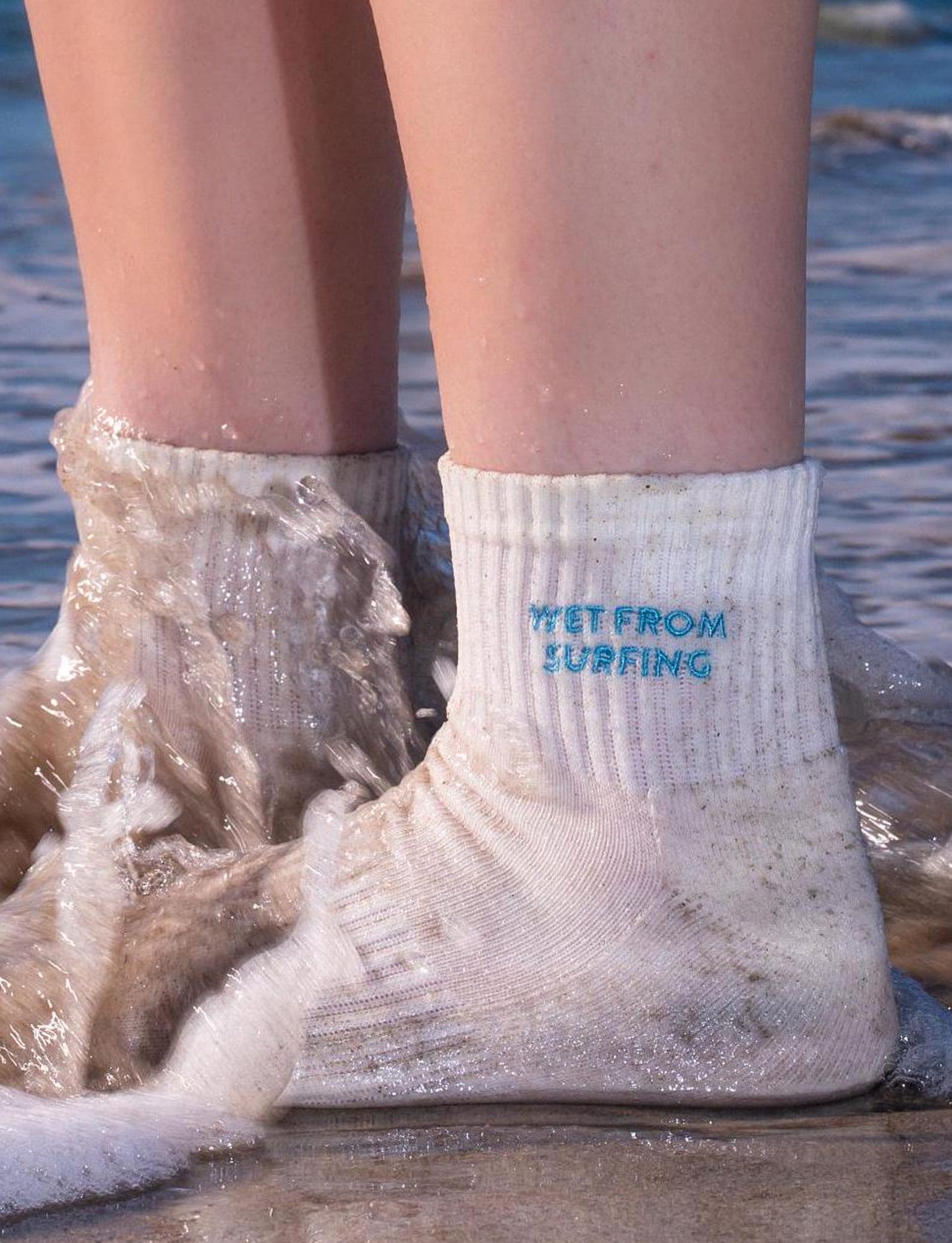 Wet From Surfing | Surf Socks | Surf Lover | off White Cushy Cotton ...