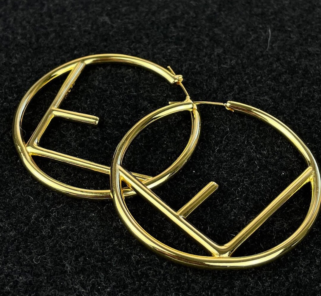 Vintage Fendi 40mm Classsic Retro Gold Women's Jewelry Hoop Earrings - Etsy