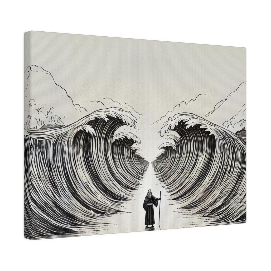 Moses Splitting the Red Sea Minimalist Monochromatic Edition, Christian ...
