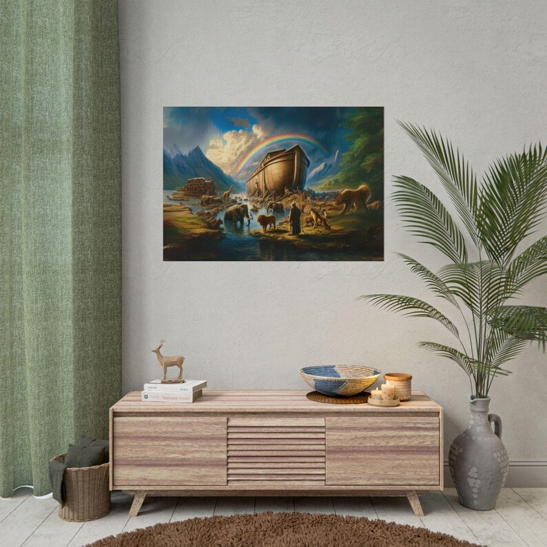 Story of Noahs Ark Rolled Poster, Christian Artwork From Bible Stories ...