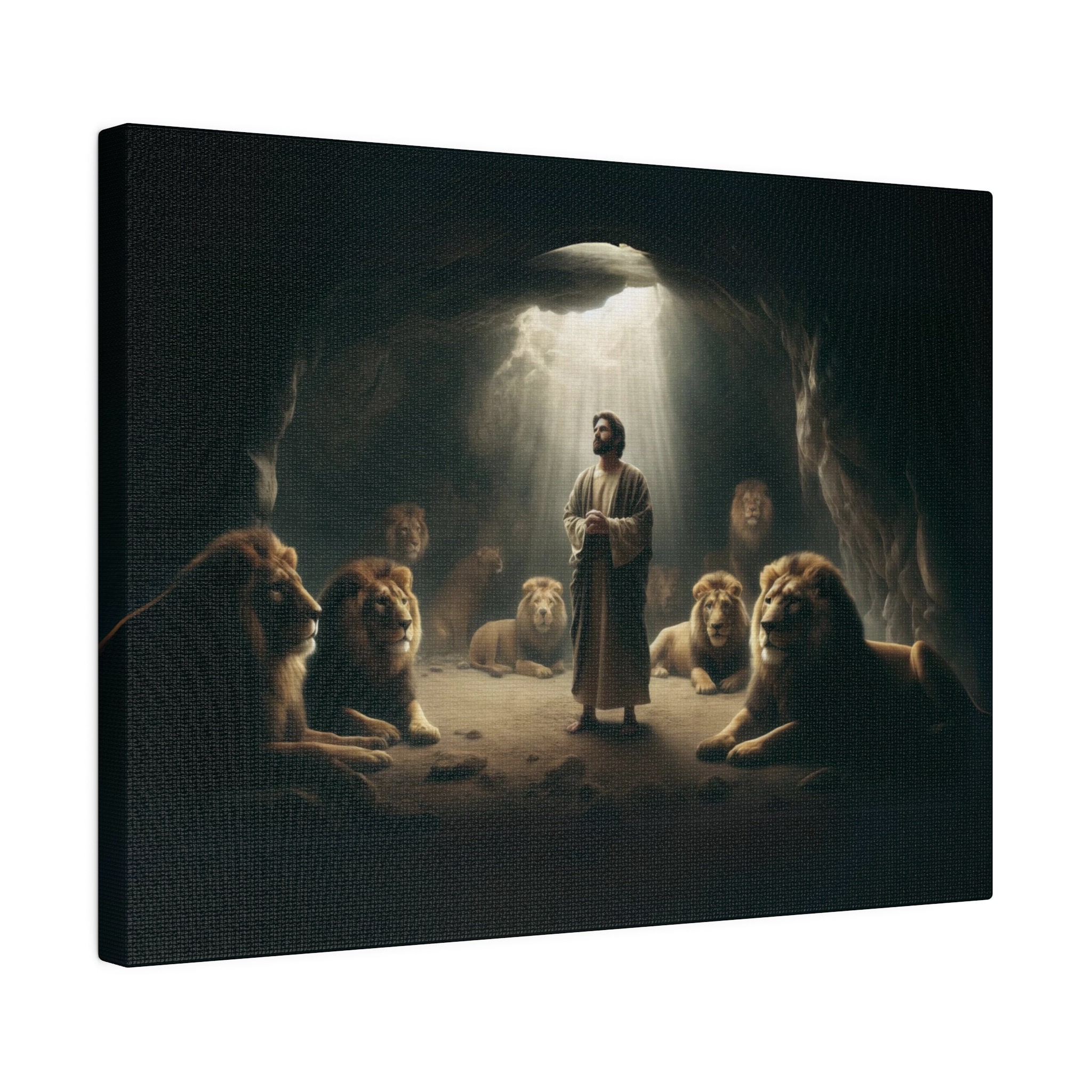 Daniel and the Lions Den Matte Canvas Print, Christian Artwork From ...