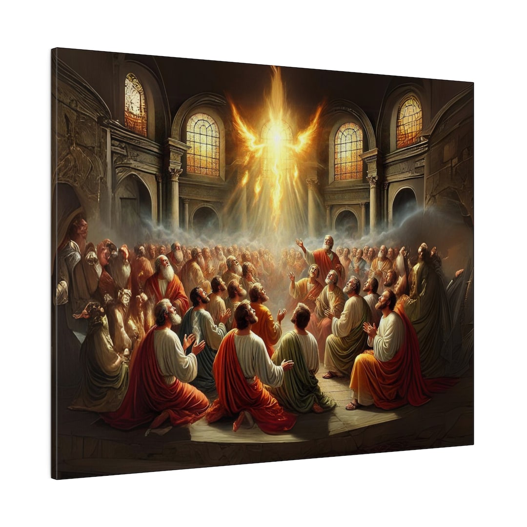 Day of Pentecost Holy Spirit With the Disciples Canvas Print, Christian ...
