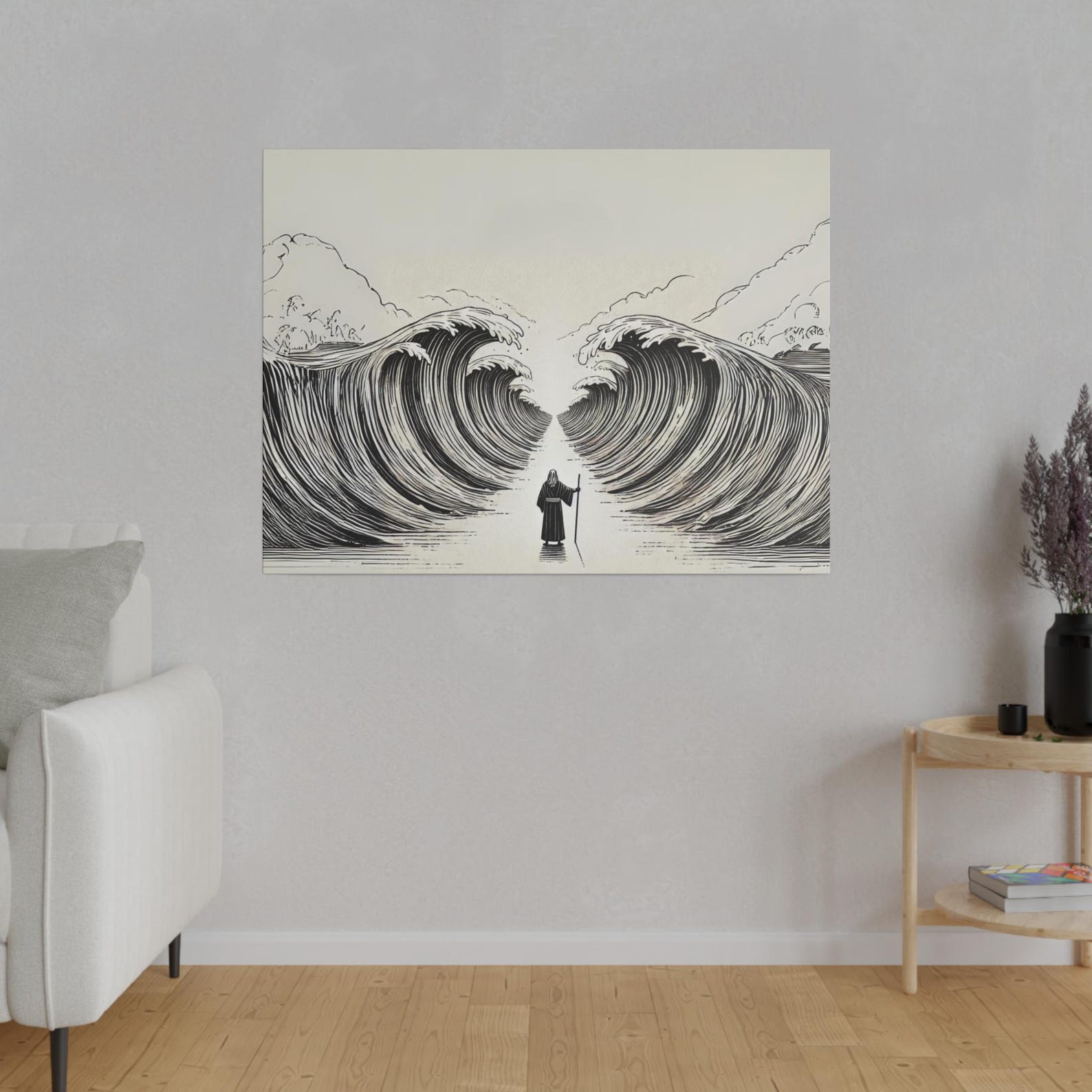 Moses Splitting the Red Sea Minimalist Monochromatic Edition, Christian ...