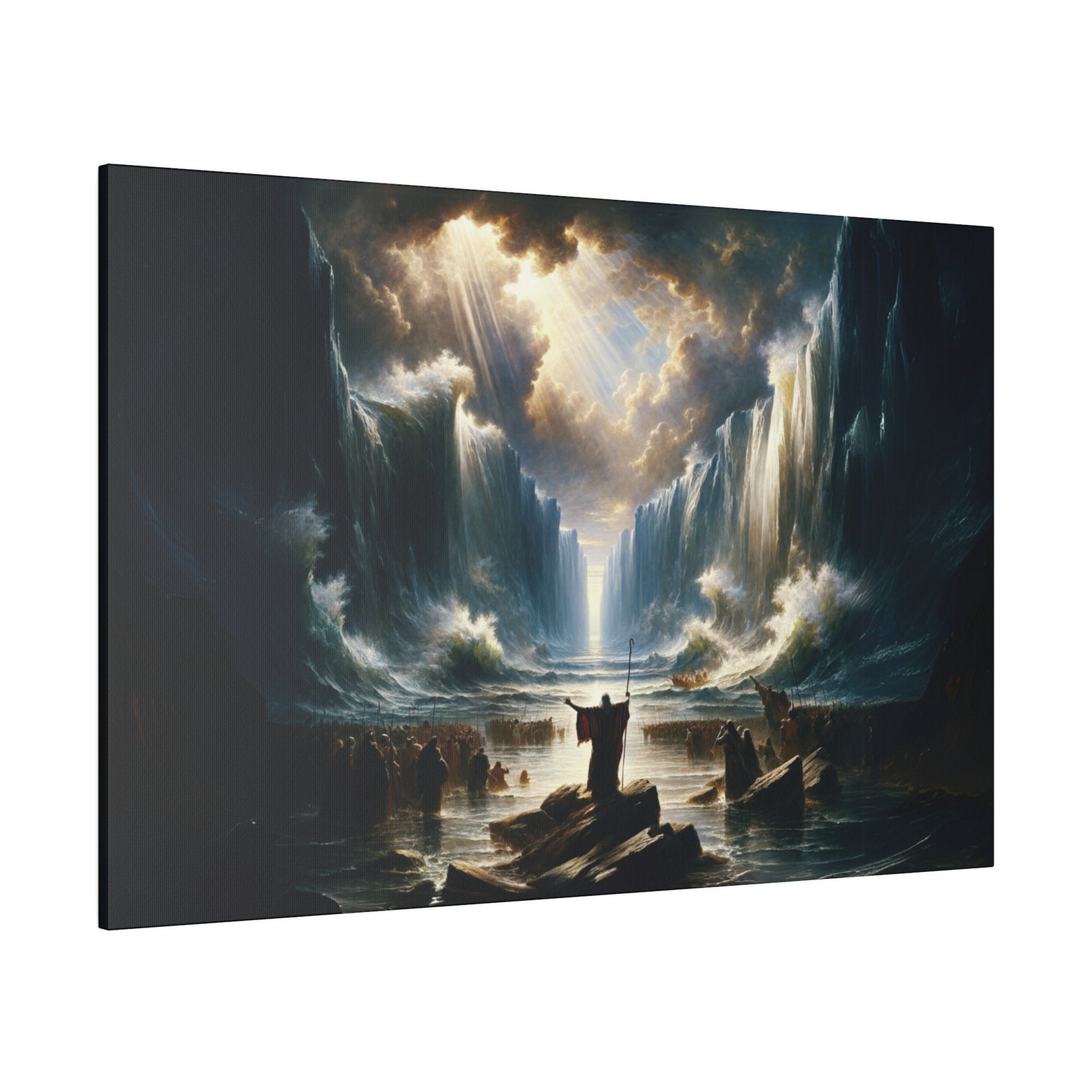 Moses Splitting the Red Sea Canvas Print, Christian Artwork From Bible ...