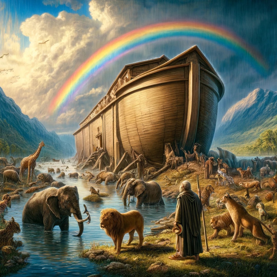 Story of Noahs Ark Matte Canvas Painting Print, Christian Artwork From Bible Stories Fast ...