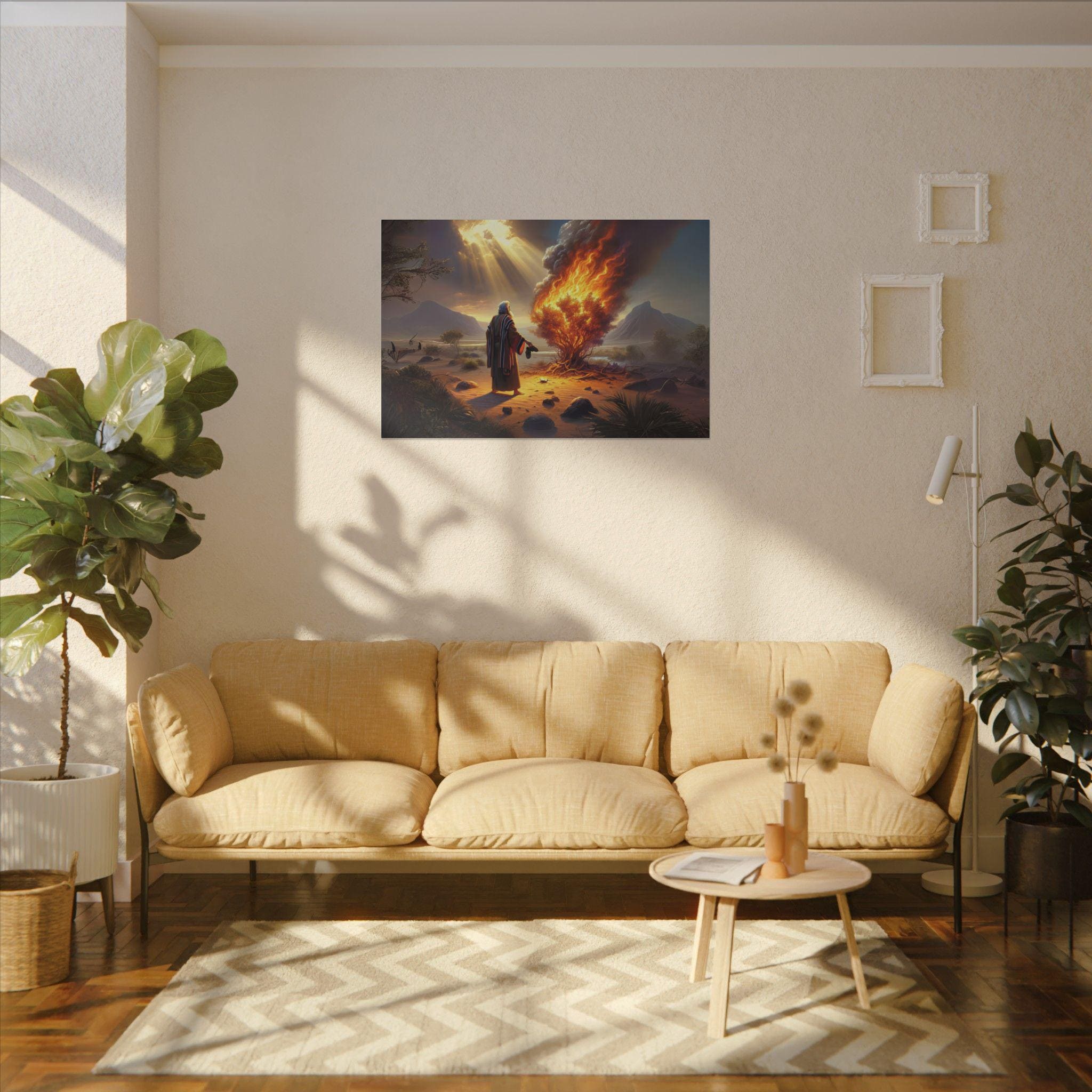 Moses and the Burning Bush Matte Canvas Print, Christian Artwork From ...
