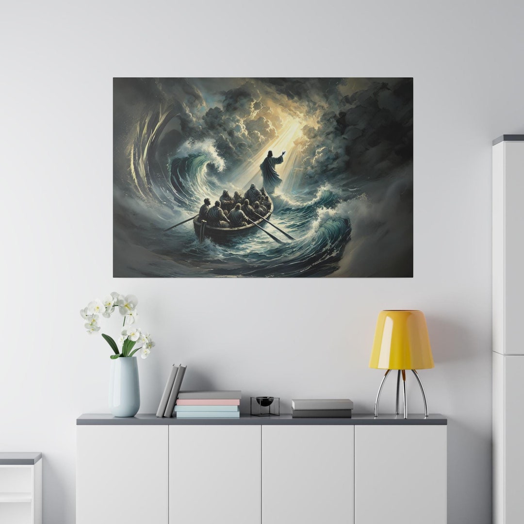 Christ Calming the Storm Art Print – Faith Amidst Chaos Wall Decor ...