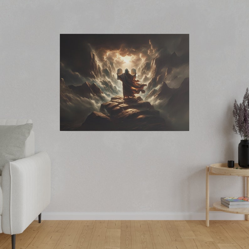 Moses and the Ten Commandments Matte Canvas Print, Christian Artwork ...
