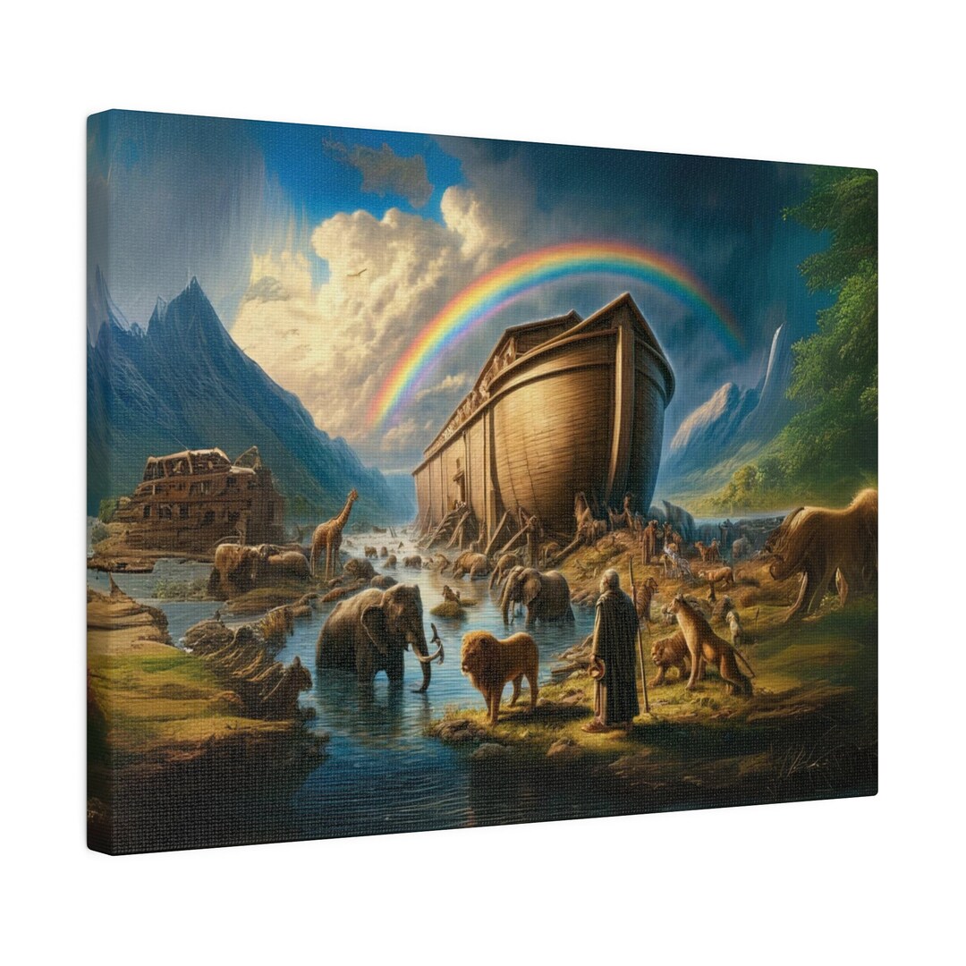 Story of Noahs Ark Matte Canvas Print, Christian Artwork From Bible ...