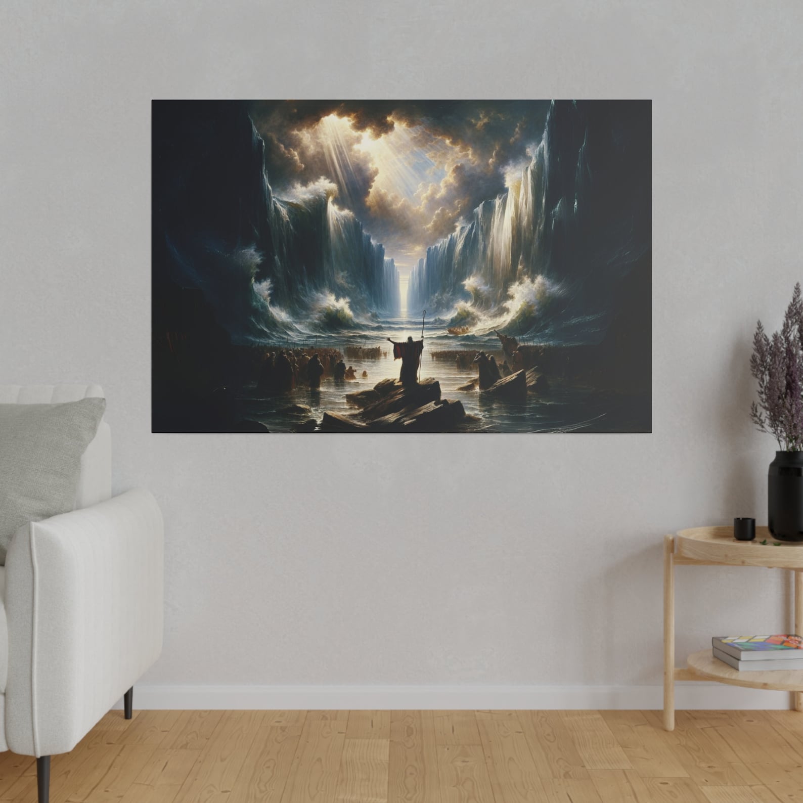 Moses Splitting the Red Sea Canvas Print, Christian Artwork From Bible ...
