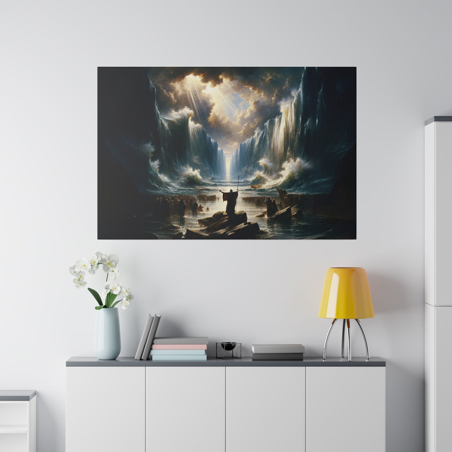 Moses Splitting the Red Sea Canvas Print, Christian Artwork From Bible ...