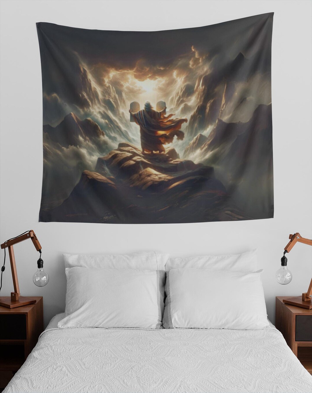 Moses Receiving the Ten Commandments Wall Tapestry ; Christian Home ...