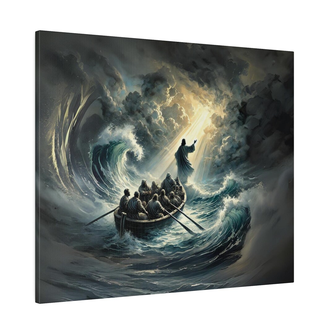 Jesus Calming Storm Canvas Print: Christian Bible Story Artwork - Etsy